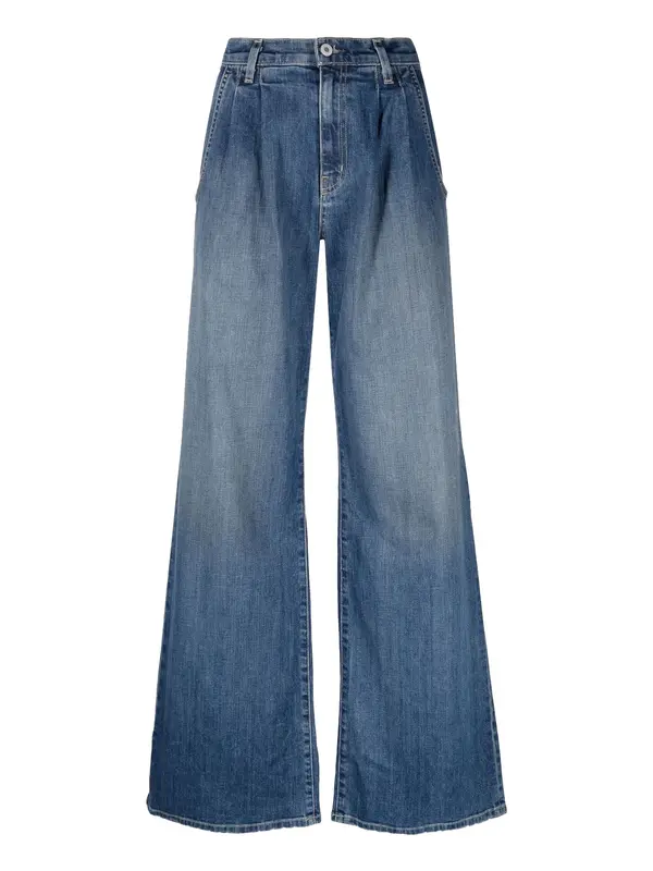 NILI LOTAN Bleach-effect Wide Leg Jeans - Blue