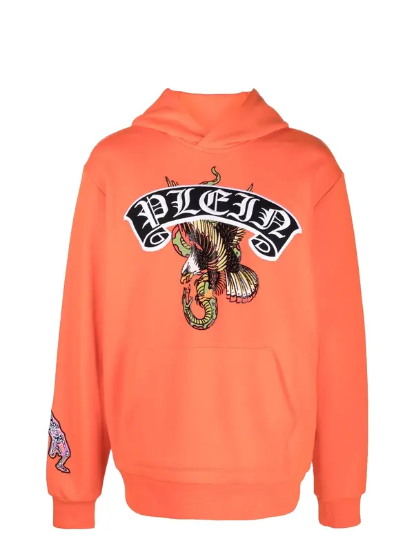 Philipp Plein Embroidered Logo Hoodie - Orange