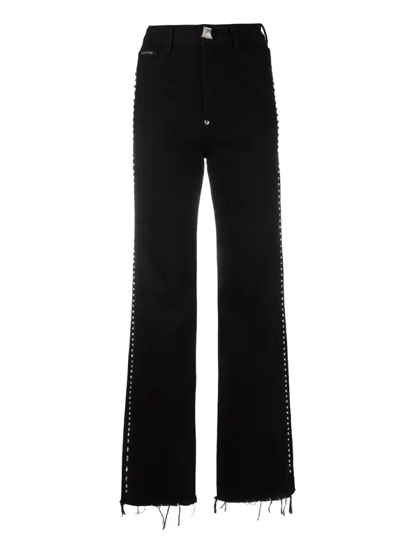 Philipp Plein Crystal-embellished Wide Leg Jeans - Black