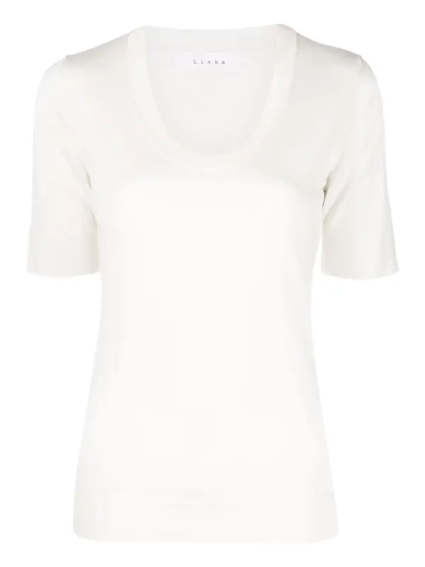 LISKA Round-neck Knitted Top - White