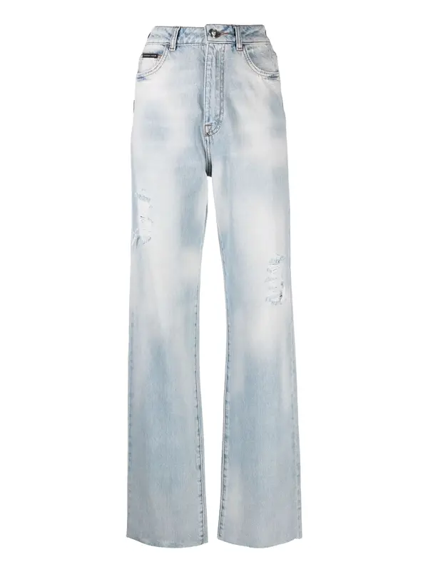 Philipp Plein Palazzo-cut High-waist Jeans - Blue