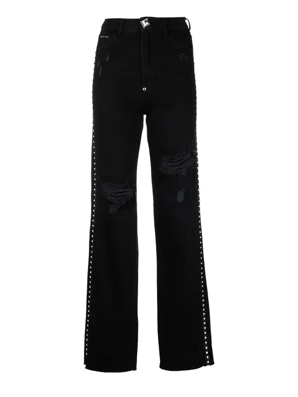 Philipp Plein Crystal-embellished Straight-leg Jeans - Black