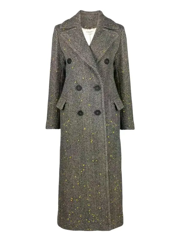 GOLDEN GOOSE Berhen Long Herringbone Coat - Brown