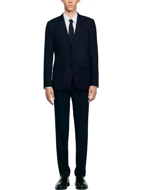 Sandro Wool Suit Jacket - Blue