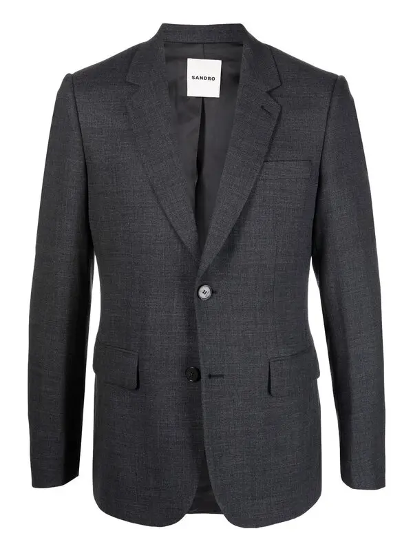Sandro Single-breasted Wool Suit Jacket - Grey