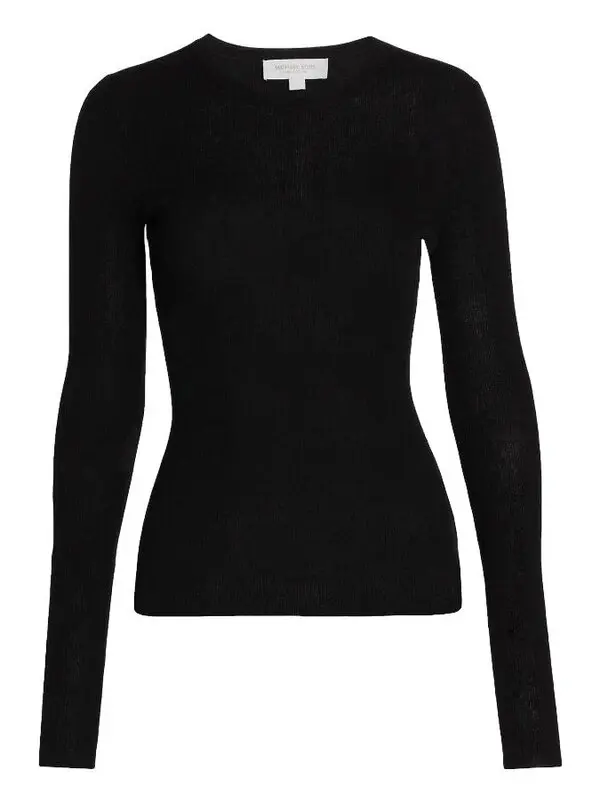 Michael Kors Hutton Ribbed Cashmere Sweater - Black