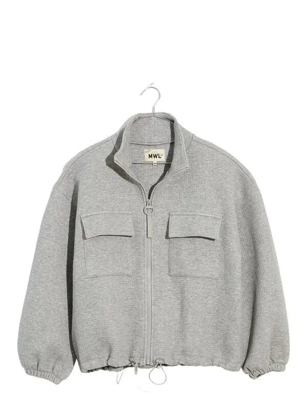 Madewell Quilted Jacquard Zip Jacket - Hthr Grid Grey
