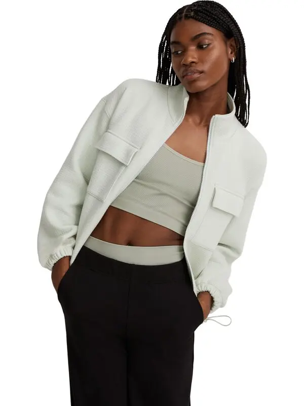 Madewell Quilted Jacquard Zip Jacket - Iced Mint