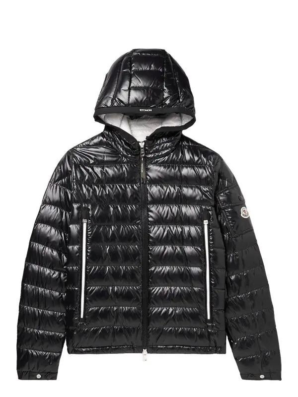 Moncler Galion Logo-appliquéd Quilted Glossed-shell Hooded Down Jacket - Black