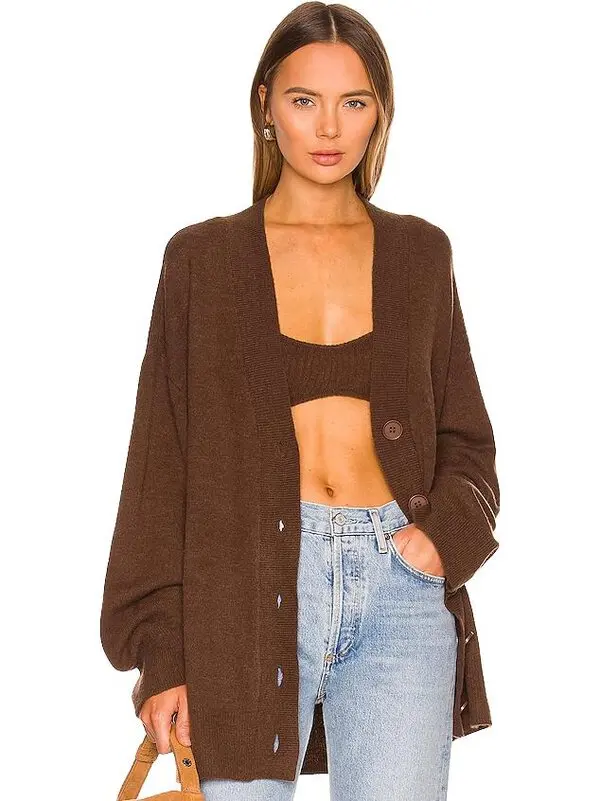 CAMILA COELHO Trista Oversized Cardigan - Chocolate