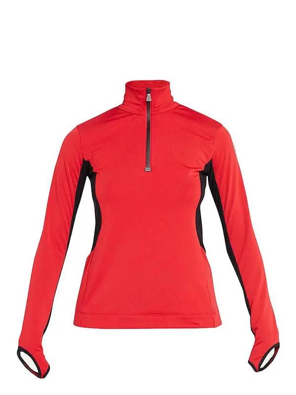 Moncler Half-zip Pullover Sweater - Dark Red