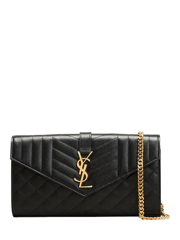 Saint Laurent Envelope Triquilt Wallet-on-chain - Black