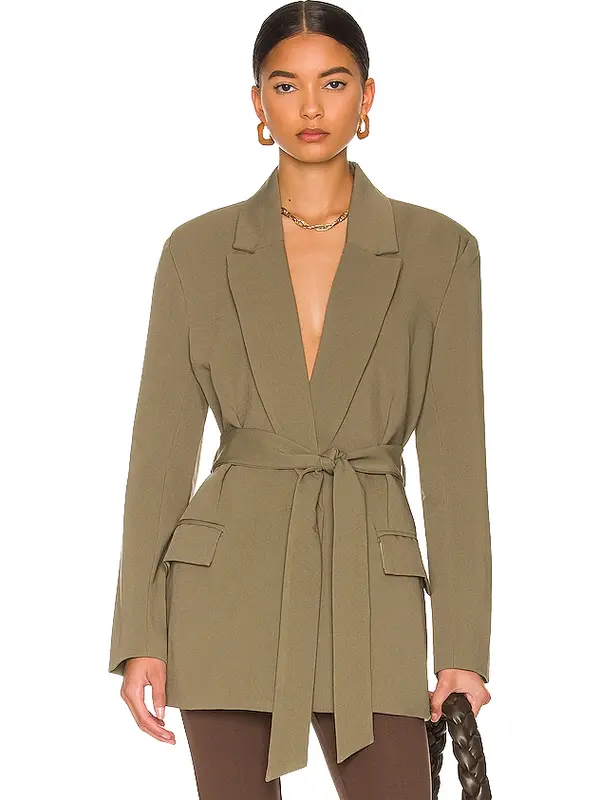 Bardot Belted Blazer - Khaki