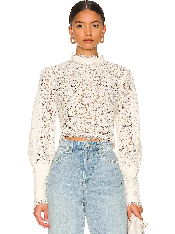 Bardot Georgia Lace Top - Oyster