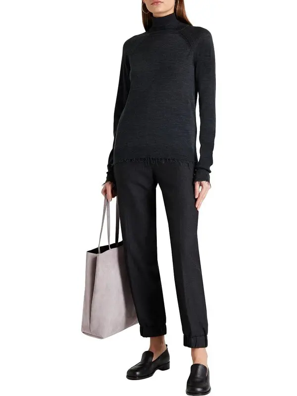 Acne Studios Frayed Wool Turtleneck Sweater - Dark Gray