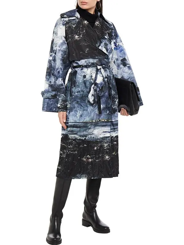 Acne Studios Printed Shell Trench Coat - Blue