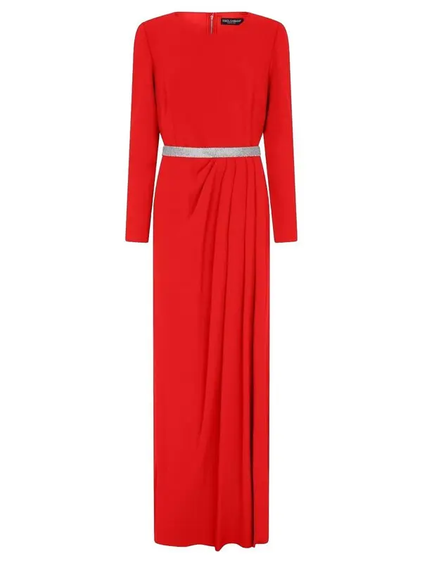 Dolce & Gabbana Long-sleeve Cady Maxi Dress - Red