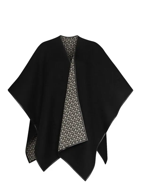 FERRAGAMO Gancini Jacquard Cape - Black