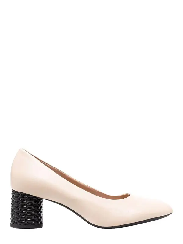 Geox Block Heel Leather Pumps - Neutrals