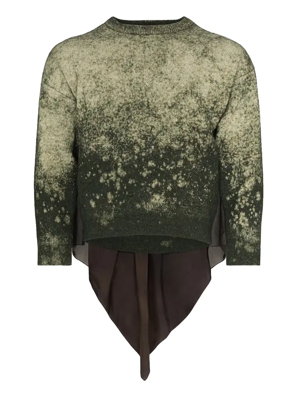MAISON MARGIELA Scarf-detail Bleached Jumper - Green