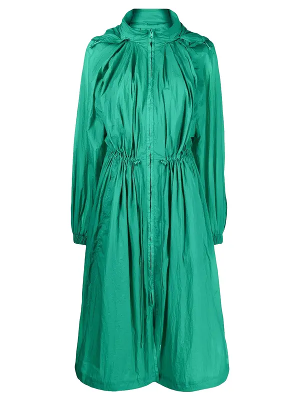 JUUN.J Ruched Hooded Dress - Green