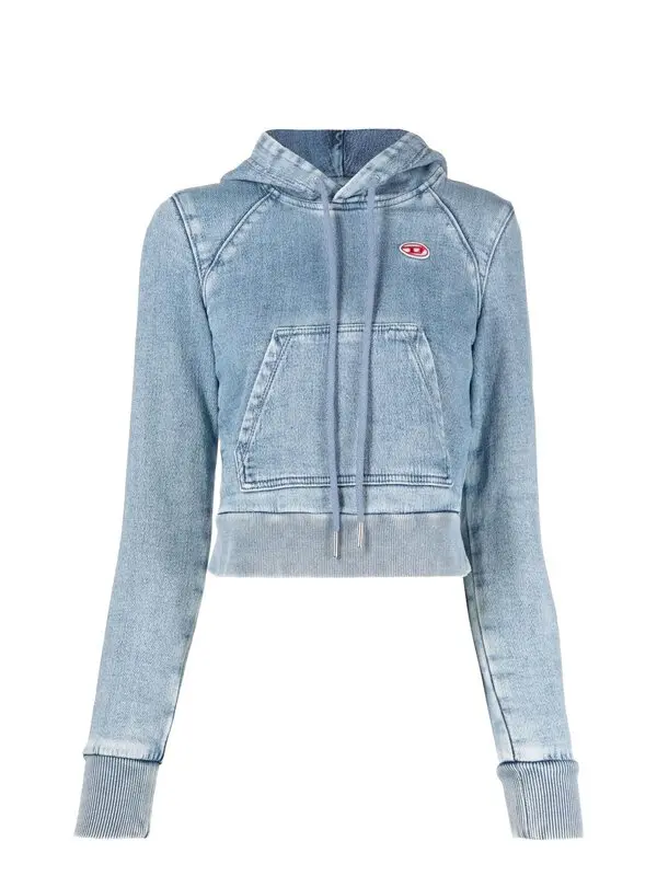 DIESEL® D-angy Logo-appliqué Denim Hoodie - Blue