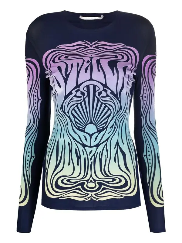 Stella McCartney Panelled Abstract-print Top - Blue