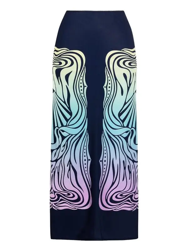 Stella McCartney Panelled Pencil Skirt With Abstract Print - Blue