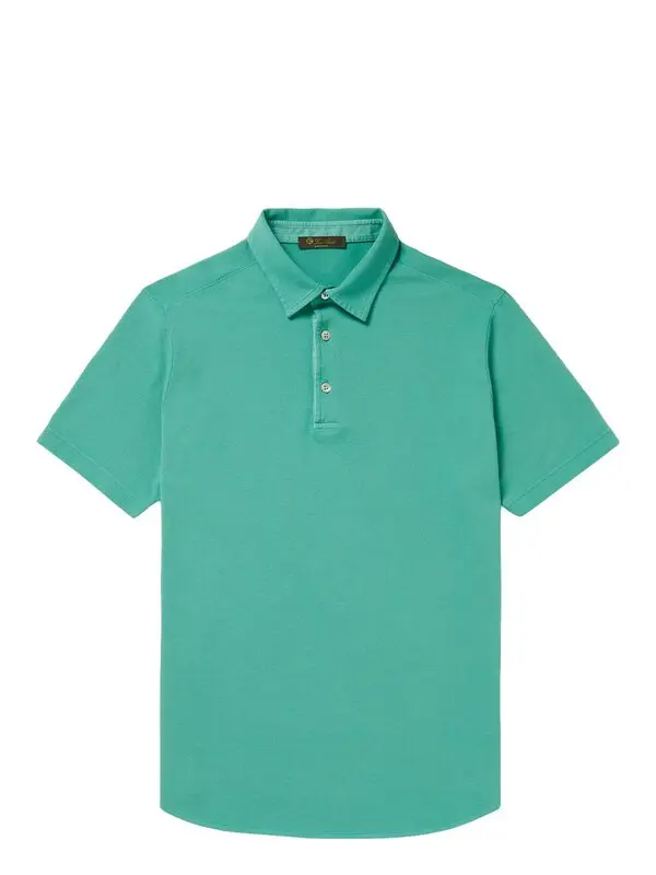 Loro Piana Cotton-piqué Polo Shirt - Blue