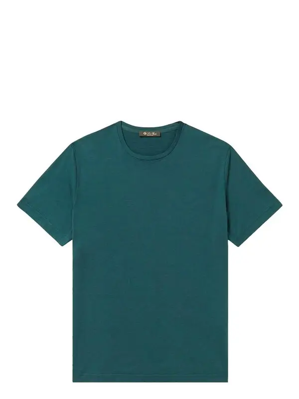 Loro Piana Slim-fit Silk And Cotton-blend Jersey T-shirt - Blue