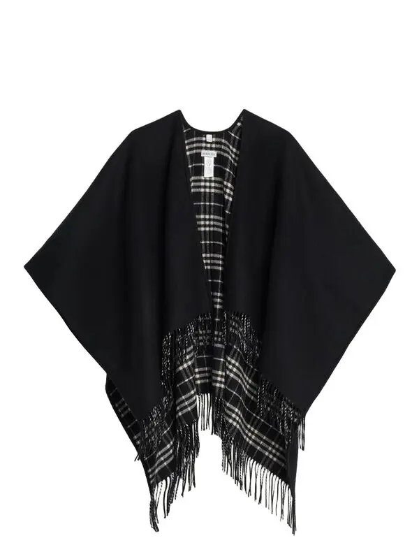 Burberry Reversible Check Wool Cape - Black