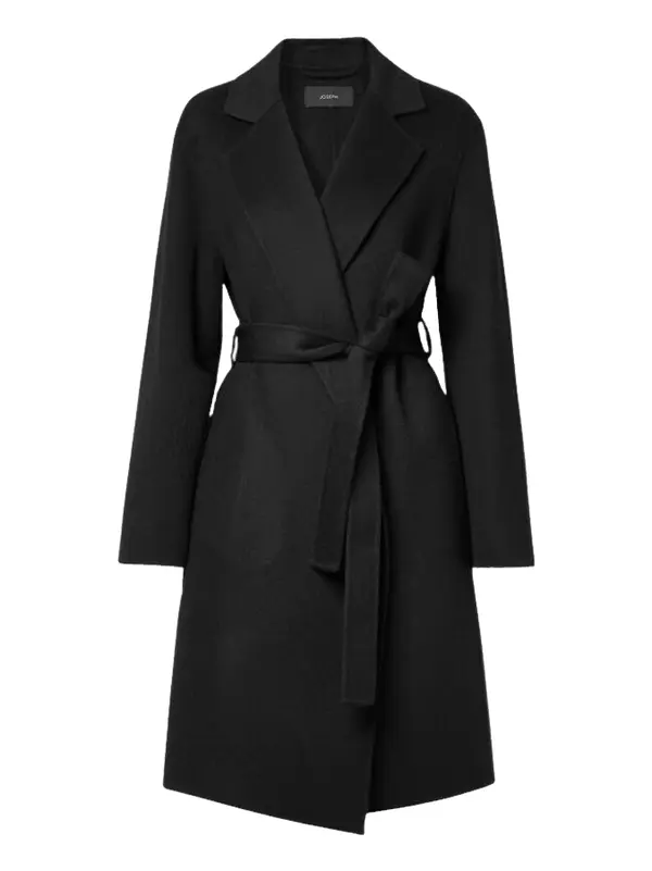 JOSEPH Cenda Belted Wool And Cashmere-blend Coat - Black