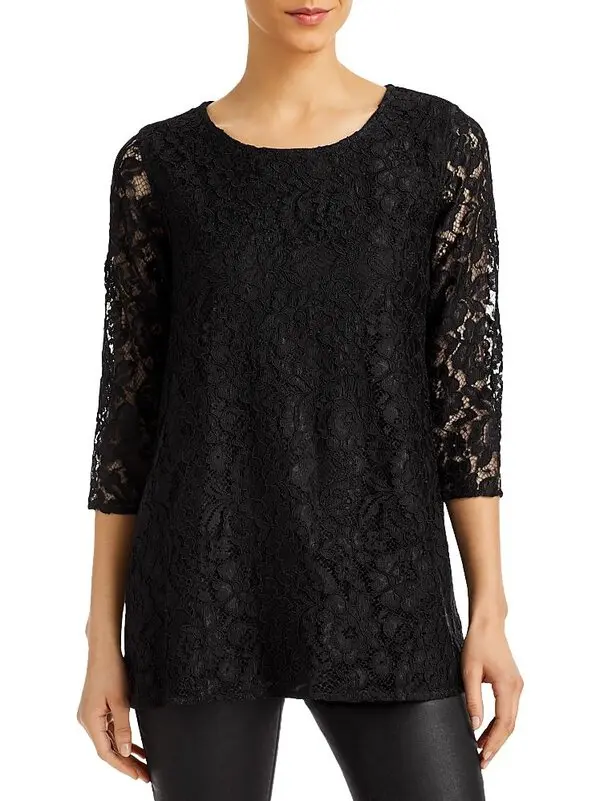 Caroline Rose Easy Lace Tunic - Black