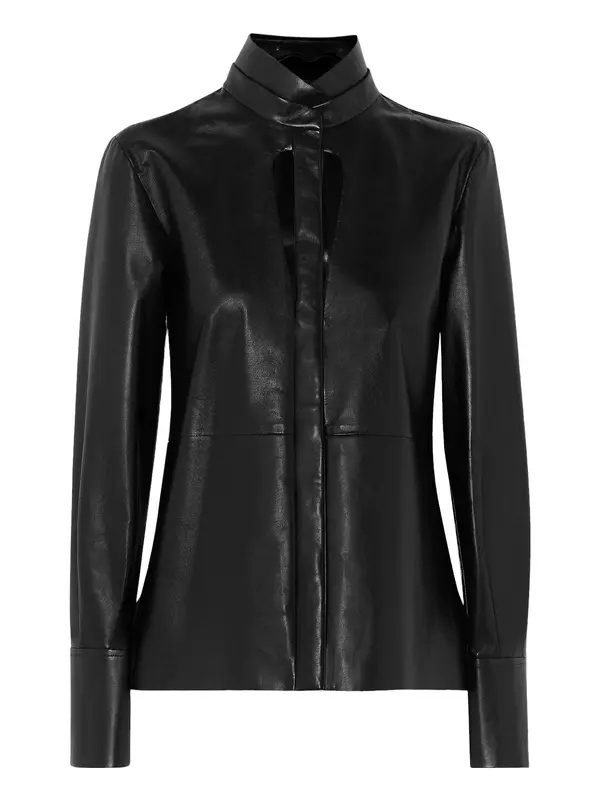 Givenchy Cutout Leather Blouse - Black
