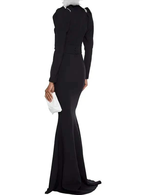 Safiyaa Embellished Stretch-crepe Gown - Black