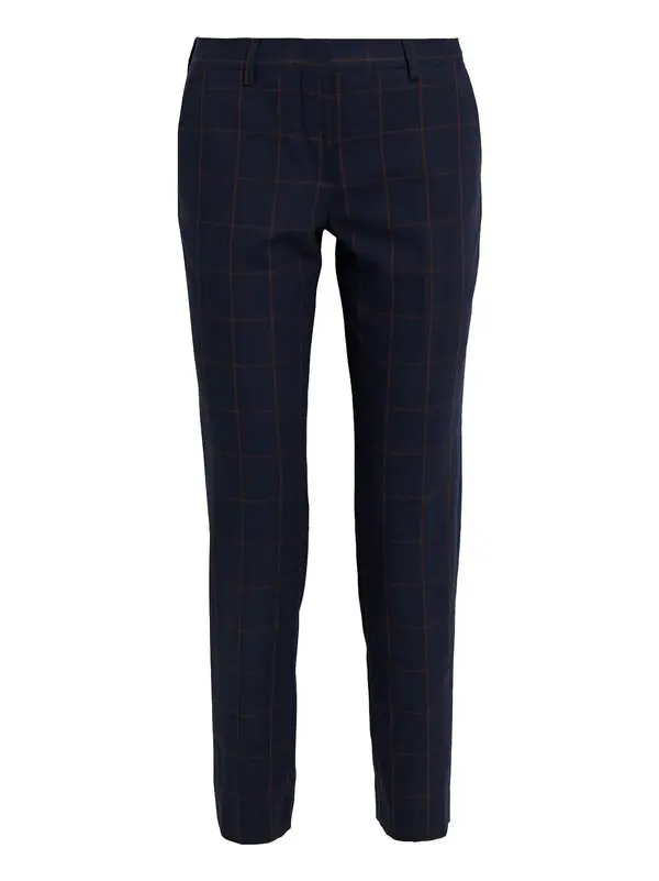 Paul Smith Checked Wool Tapered Trousers - Midnight Blue