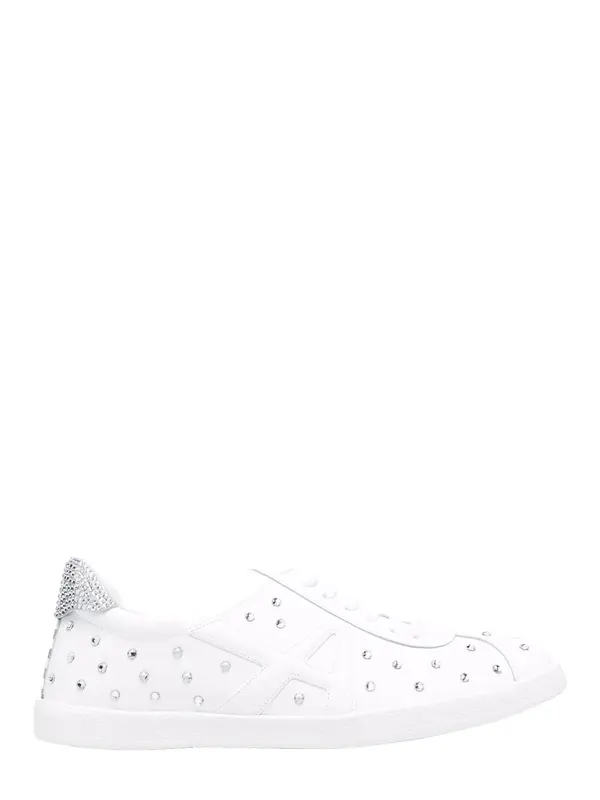 AQUAZZURA Crystal-embellished Leather Sneakers - White
