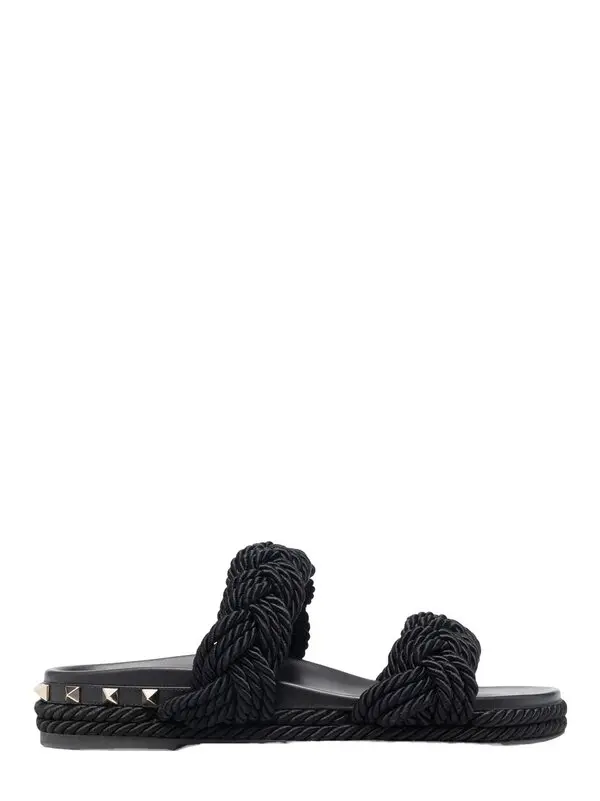 Valentino Garavani Rockstud Rope Sandals - Black