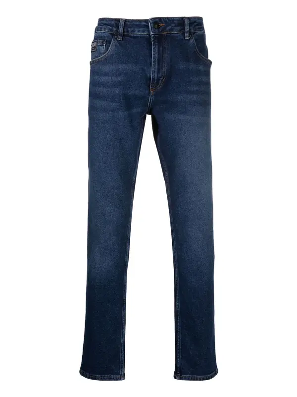 Versace Straight-leg Cotton-blend Jeans - Blue