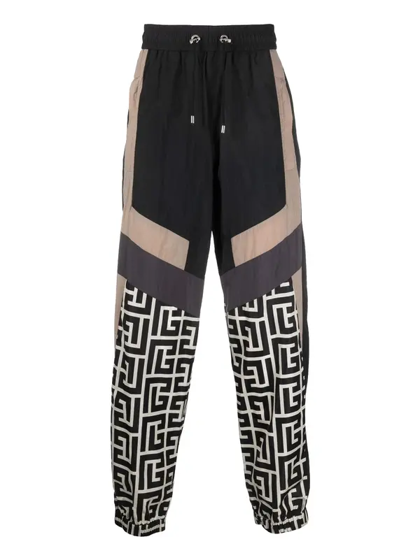 Balmain Colour-blocked Monogram Track Pants - Black