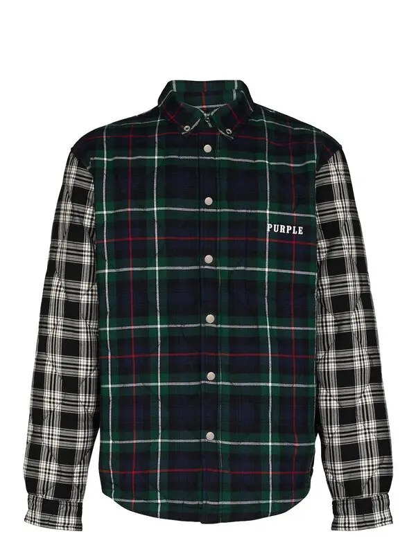 PURPLE BRAND Plaid Logo Quilted Shirt - Green