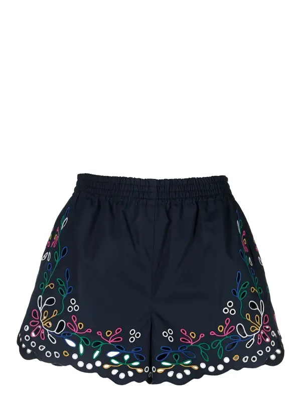 Chloé Broderie Anglaise Mini Shorts - Blue