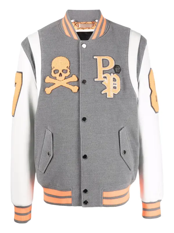Philipp Plein Patch-detail Varsity Jacket - Grey
