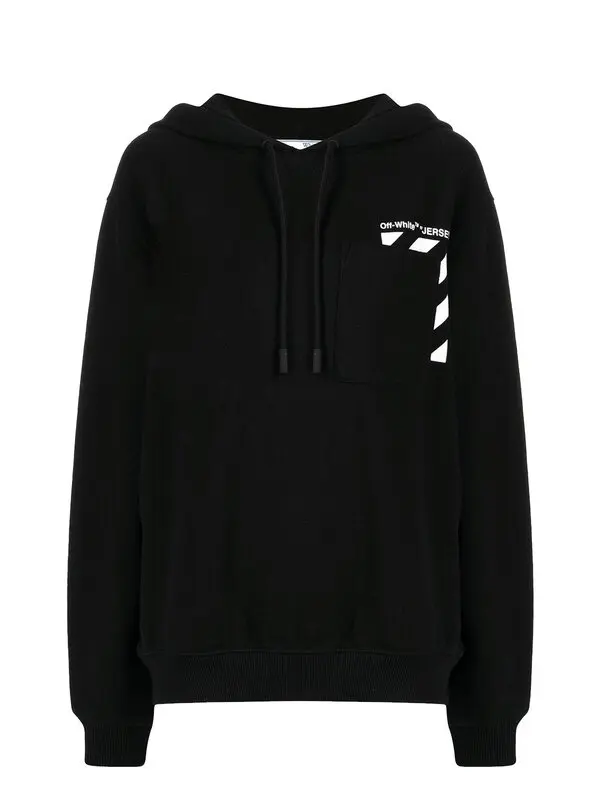 Off-White Logo Print Hoodie - Black