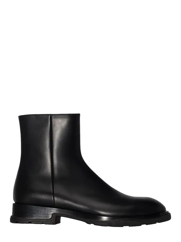 Alexander McQueen Zip-up Leather Ankle Boots - Black