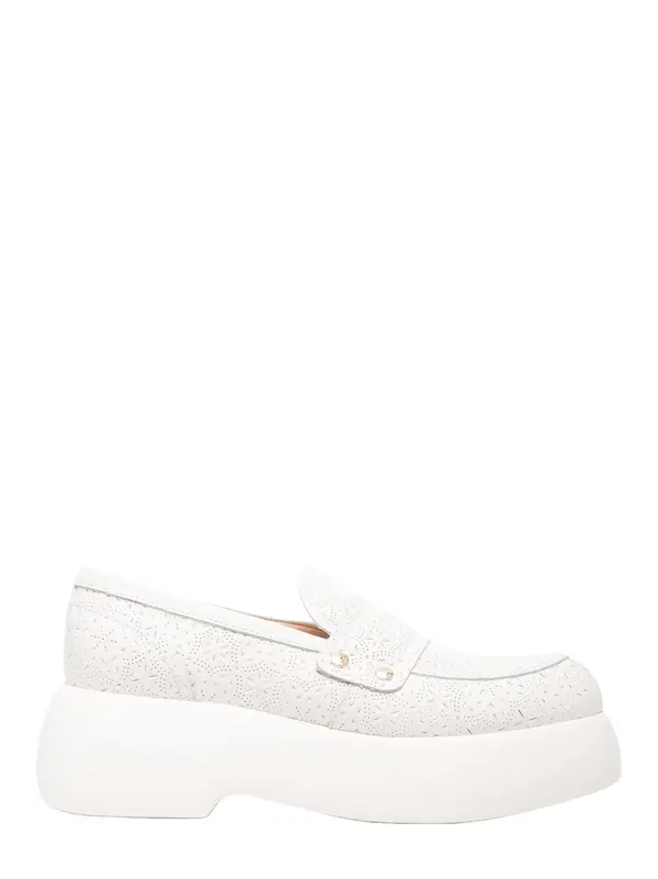 Agl Perforated-design Platform Loafers - White