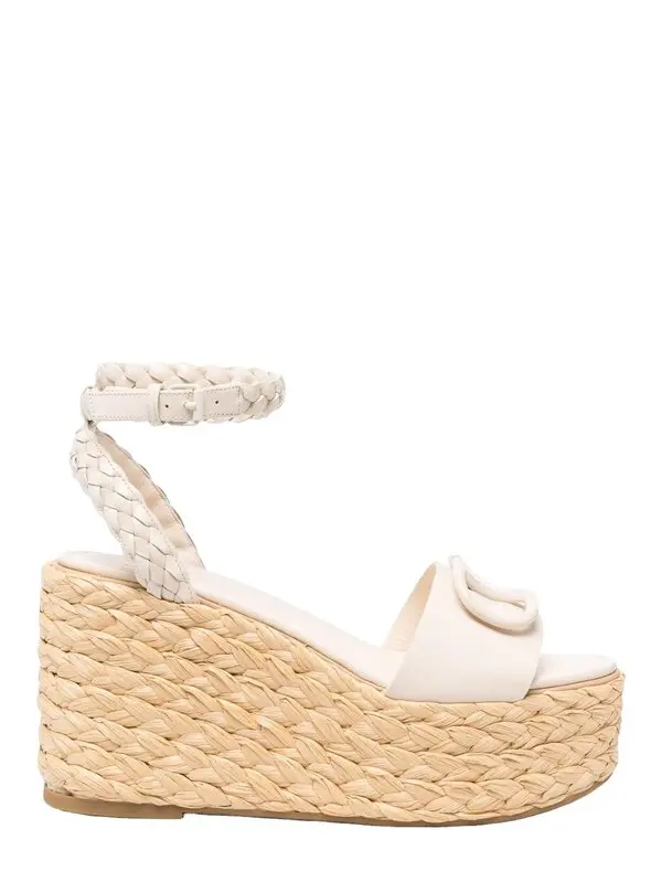 Valentino Garavani Vlogo Wedge Sandals - Neutrals