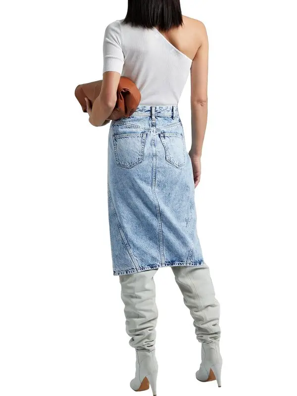 IRO PARIS Aypril Acidwash Denim Midi Skirt - Light Denim