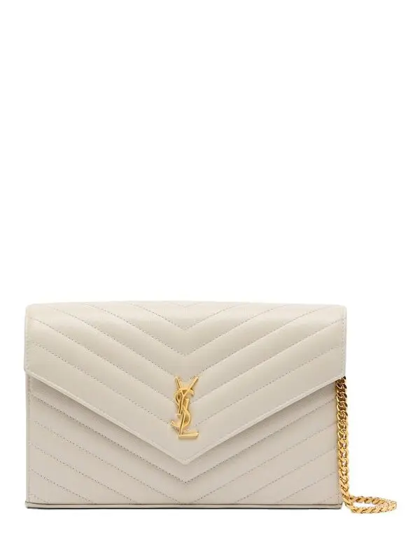 Saint Laurent Cassandre Matelassé Leather Bag - White