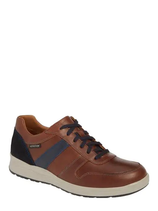 Mephisto Vito Leather Sneaker - Chestnut/navy Leather